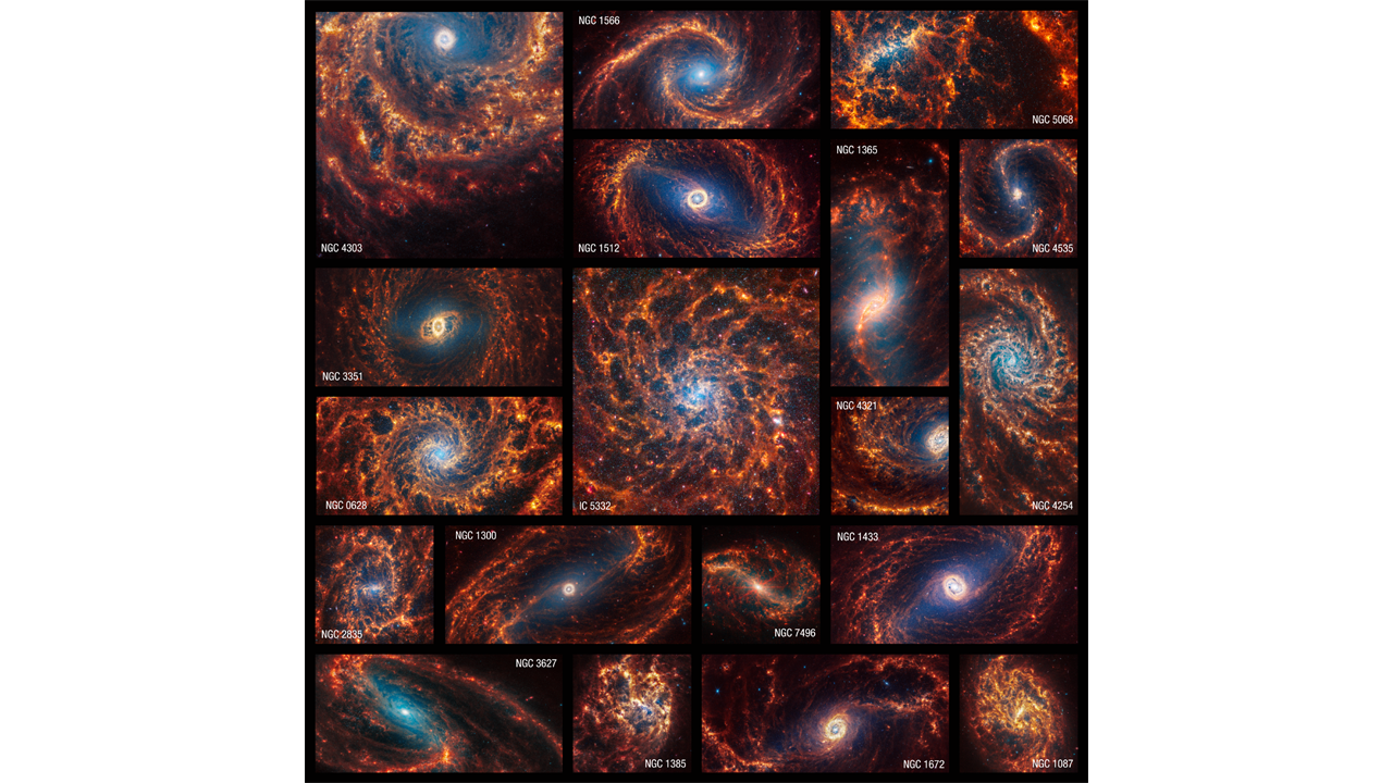 Hot blue stars, giant pinwheels, massive voids: James Webb captures 19 spiral galaxies. See ...